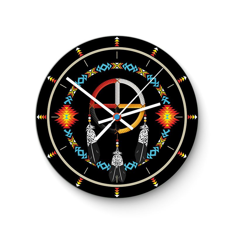 Printed Glass Wall Clock - Medicine Wheel Design – Magic Dealz